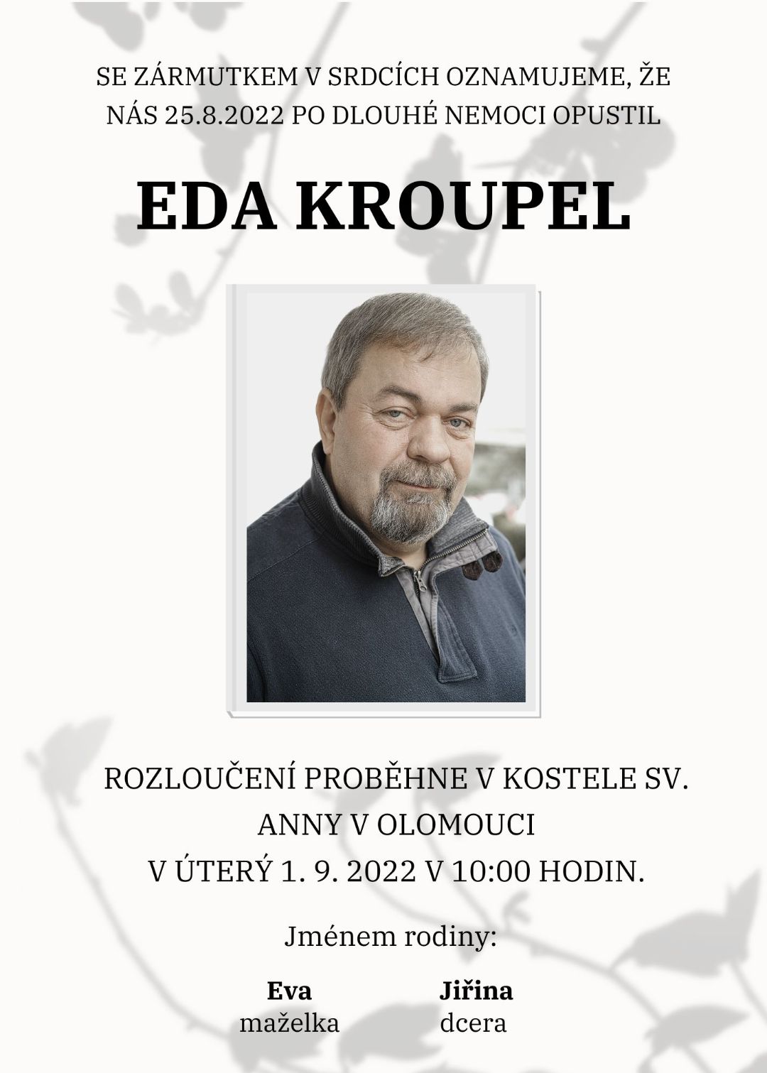 Pohřební průvodci: Katalog parte, smutečních oznámení