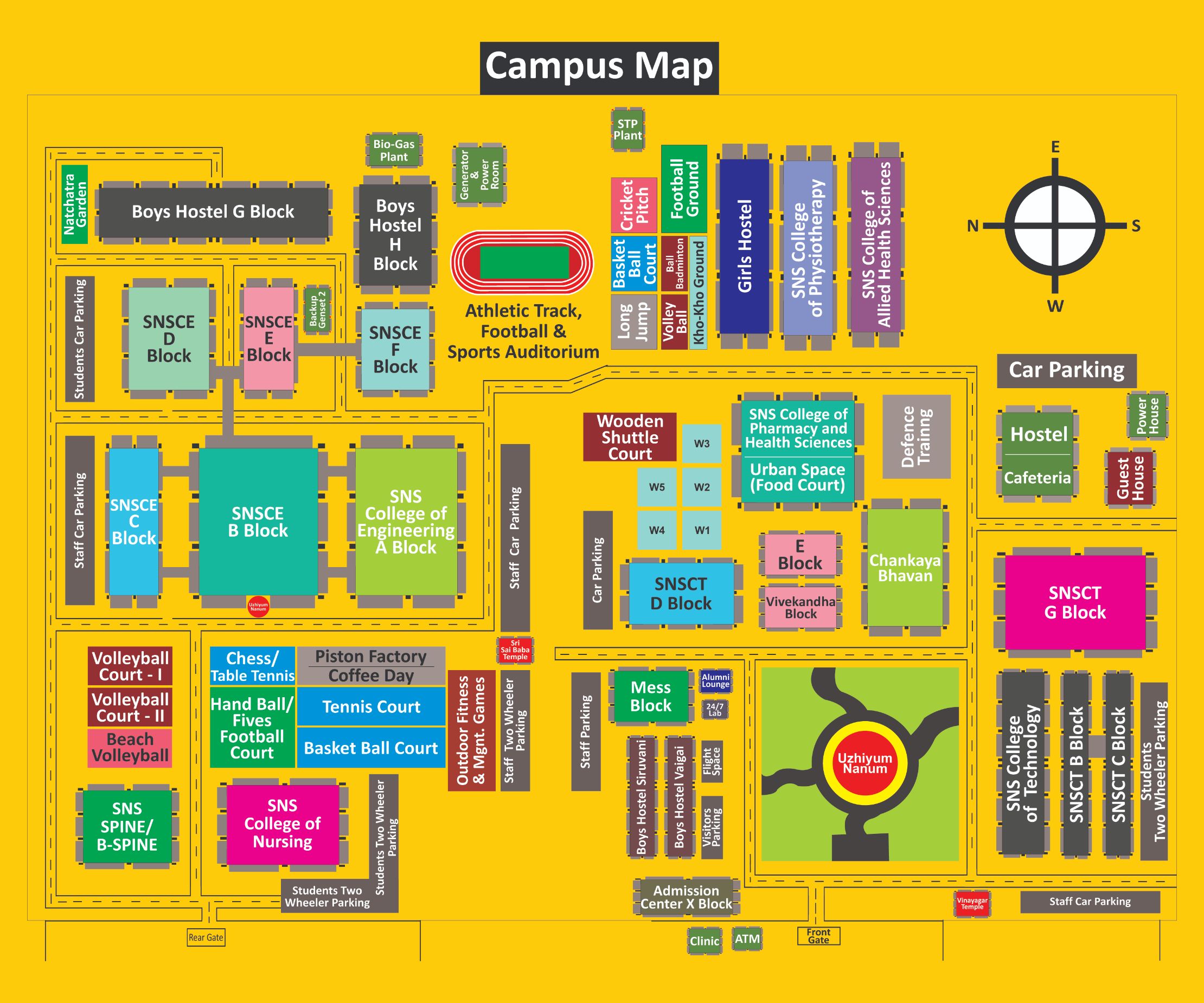 SNS Campus Map | Engineering, Arts | Pharmacy & Health Science