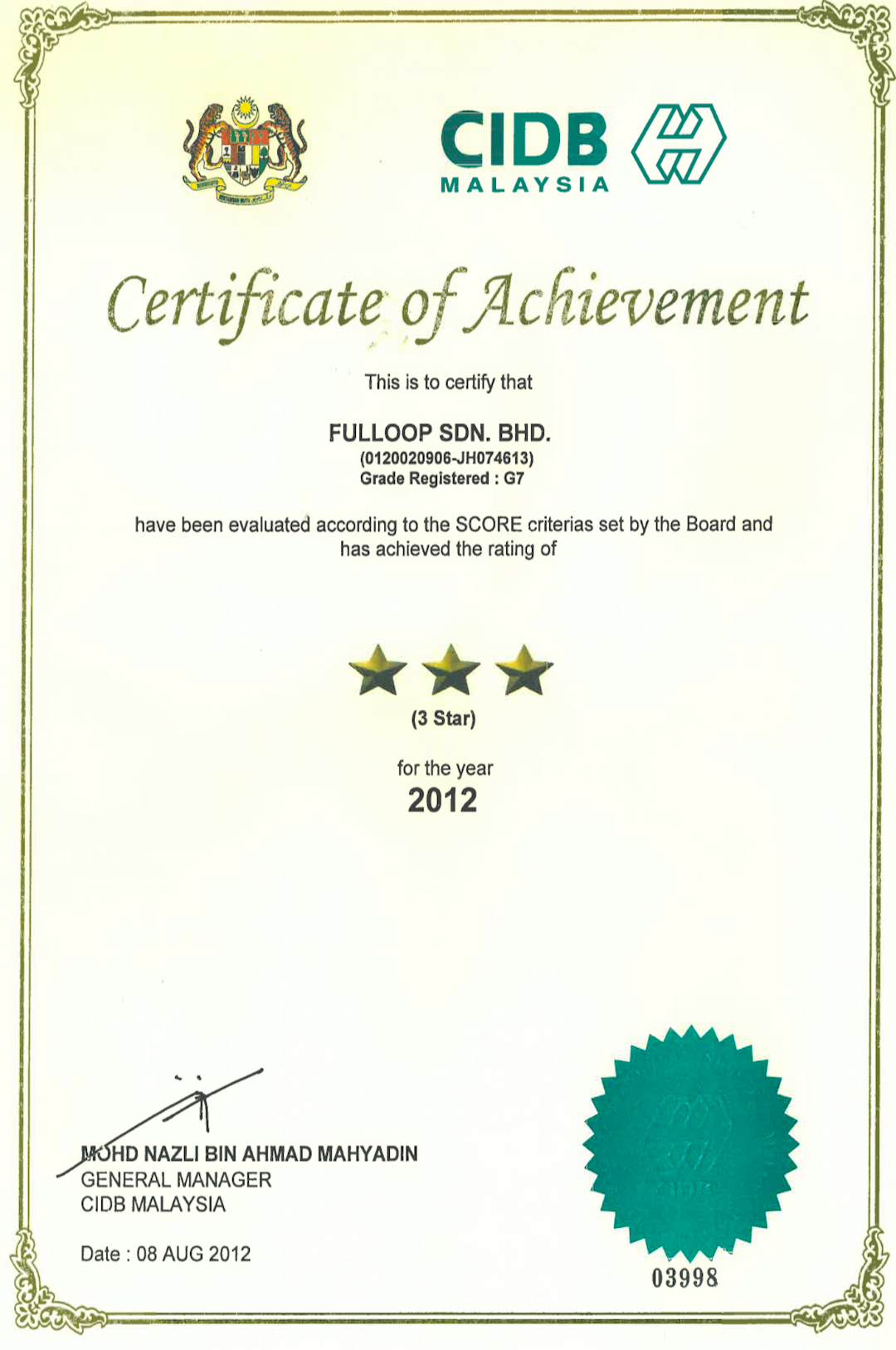 Certifications Fulloop Sdn Bhd Electrical Engineering Specialist